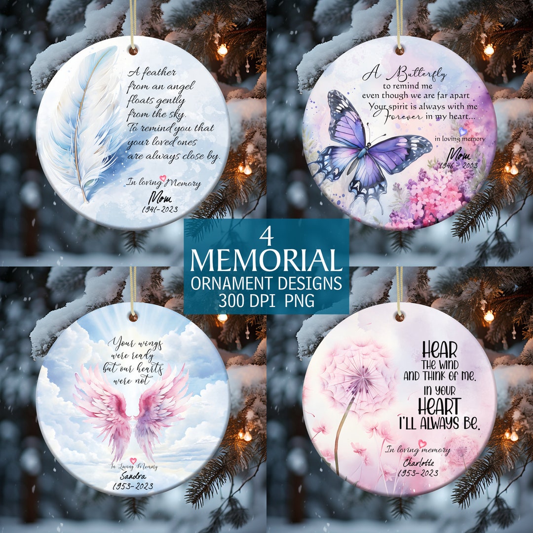 Memorial Ornament Bundle, Personalized Remembrance Ornament ...