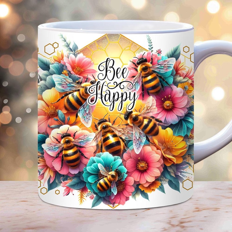 Bee Happy Mug - Etsy