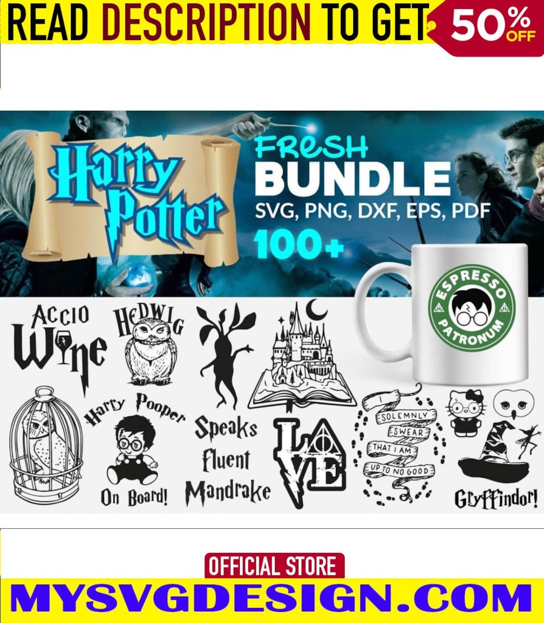 100 HARRY POTTER Svg BUNDLE Svg Cut Files for Cricut Svg - Etsy