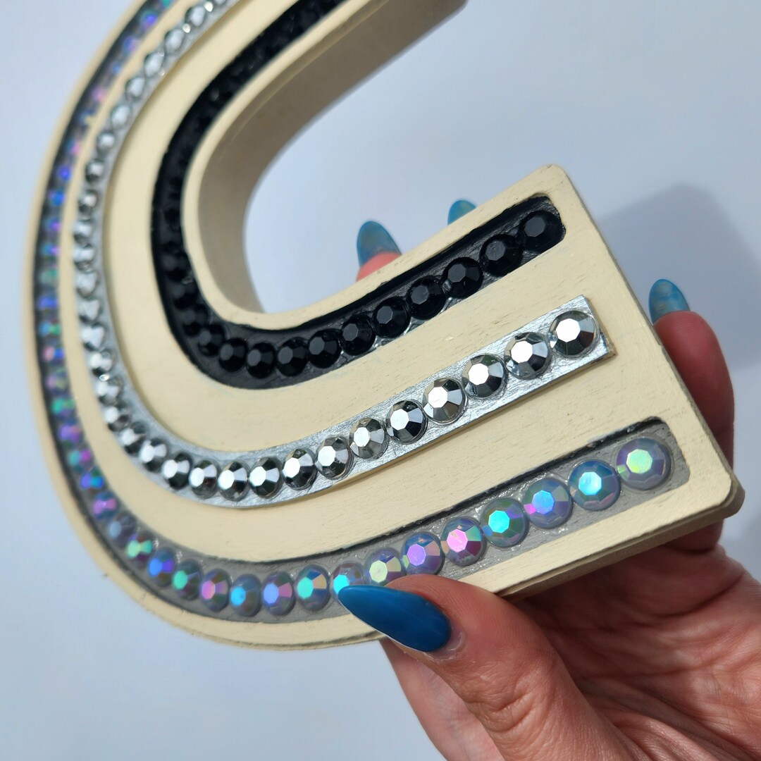 Hand-painted Wooden Rainbow: Muted Tones & Rhinestone Sparkle - Etsy
