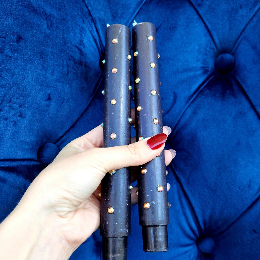 The Haunted Candle Set | Black Dinner Candles (8 Inch) With Hand ...