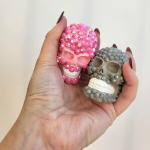 Mini Ceramic Skull With Muted Grey Sparkle. Halloween Decor. Unique ...