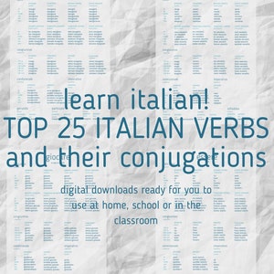 25 Italian Verbs Conjugated Learn Italian Worksheet - Etsy