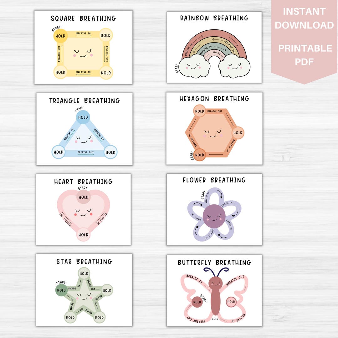 Breathing Cards Printable Exercise Activity Cards Calm Down Corner ...