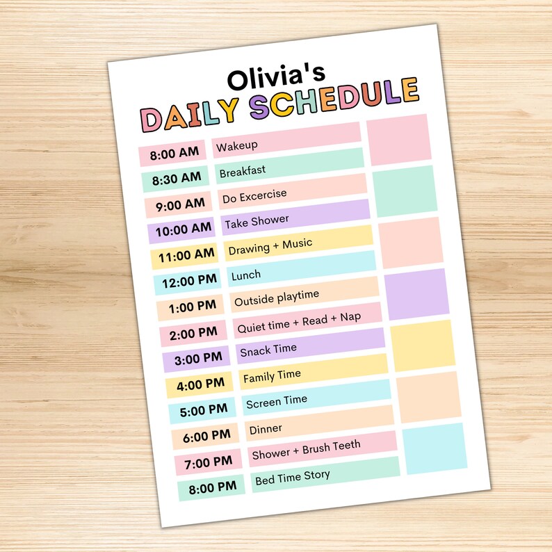 Kids Chore Chart Editable Daily Routine Responsibility Chart Kids Daily ...