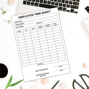 Employee Time Sheet Editable Time Keeping Log Weekly Time Tracker ...