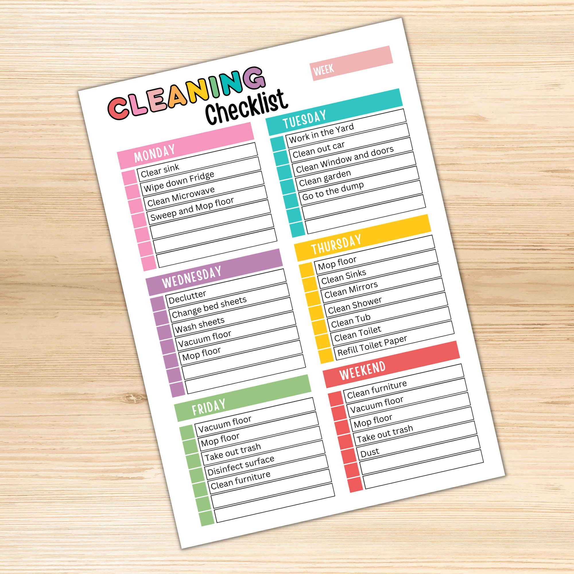 Cleaning Planner Kids Chore Chart Editable Cleaning - Etsy