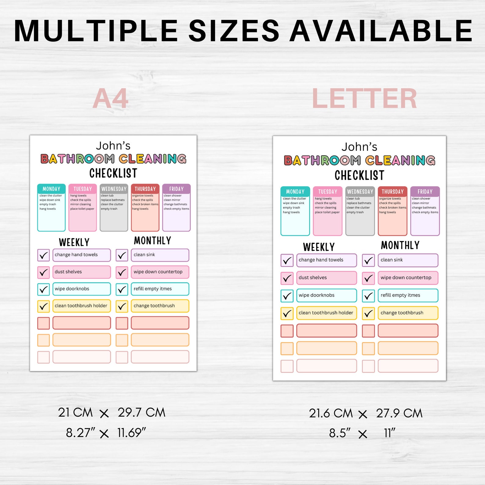 Cleaning Planner Kids Chore Chart Editable Bathroom Cleaning Schedule ...