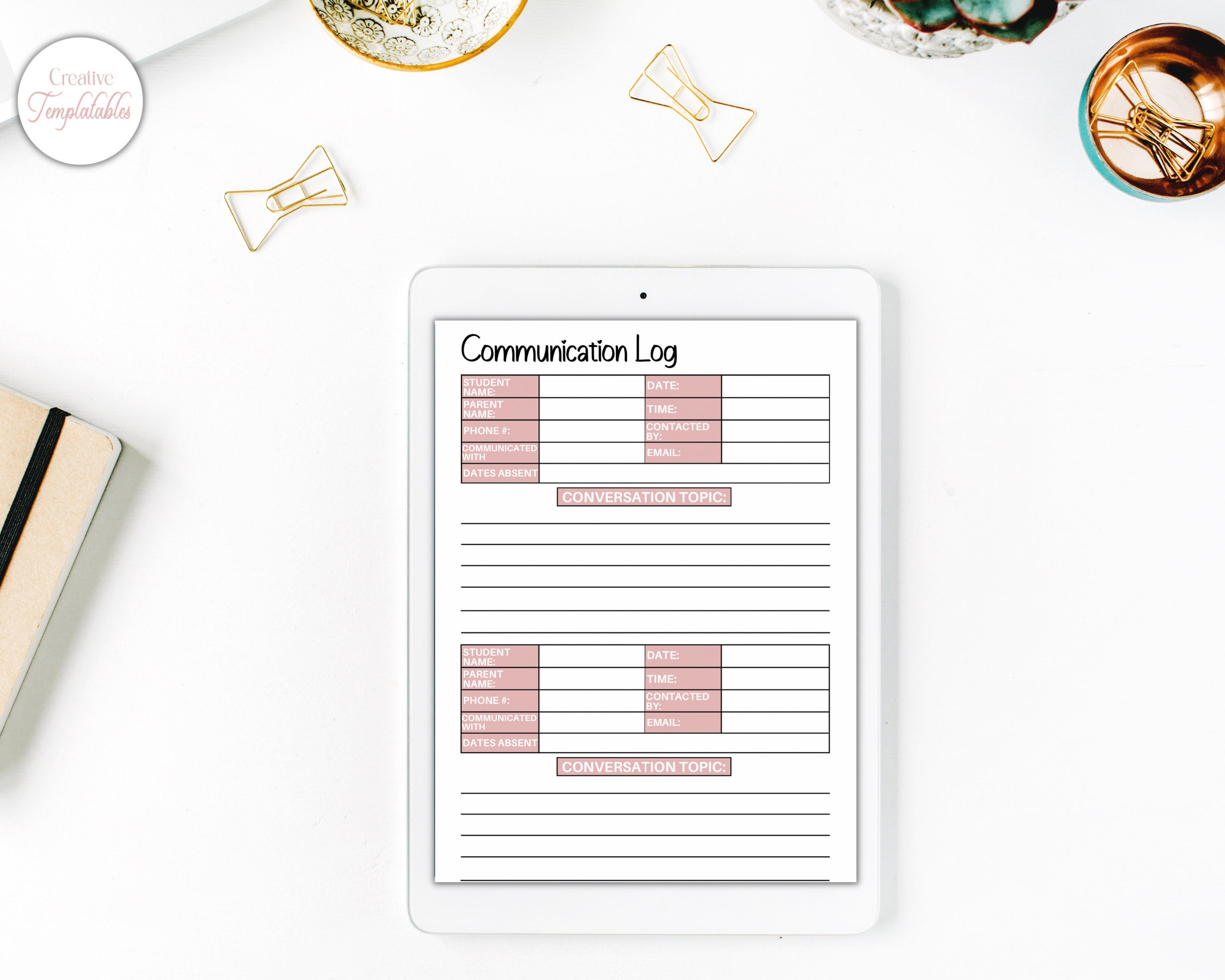 Teacher Communication Log Printable Teacher Log Communication Tracker ...