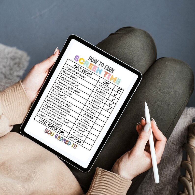 How to Earn Screen Time With Screen Bucks | Editable Allowance Chore ...