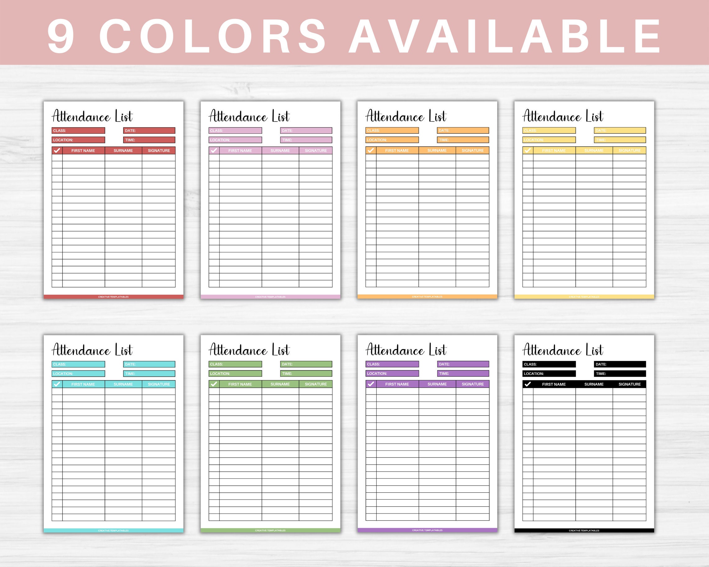 Attendance List | Printable Attendence Tracker | Attendance Management ...