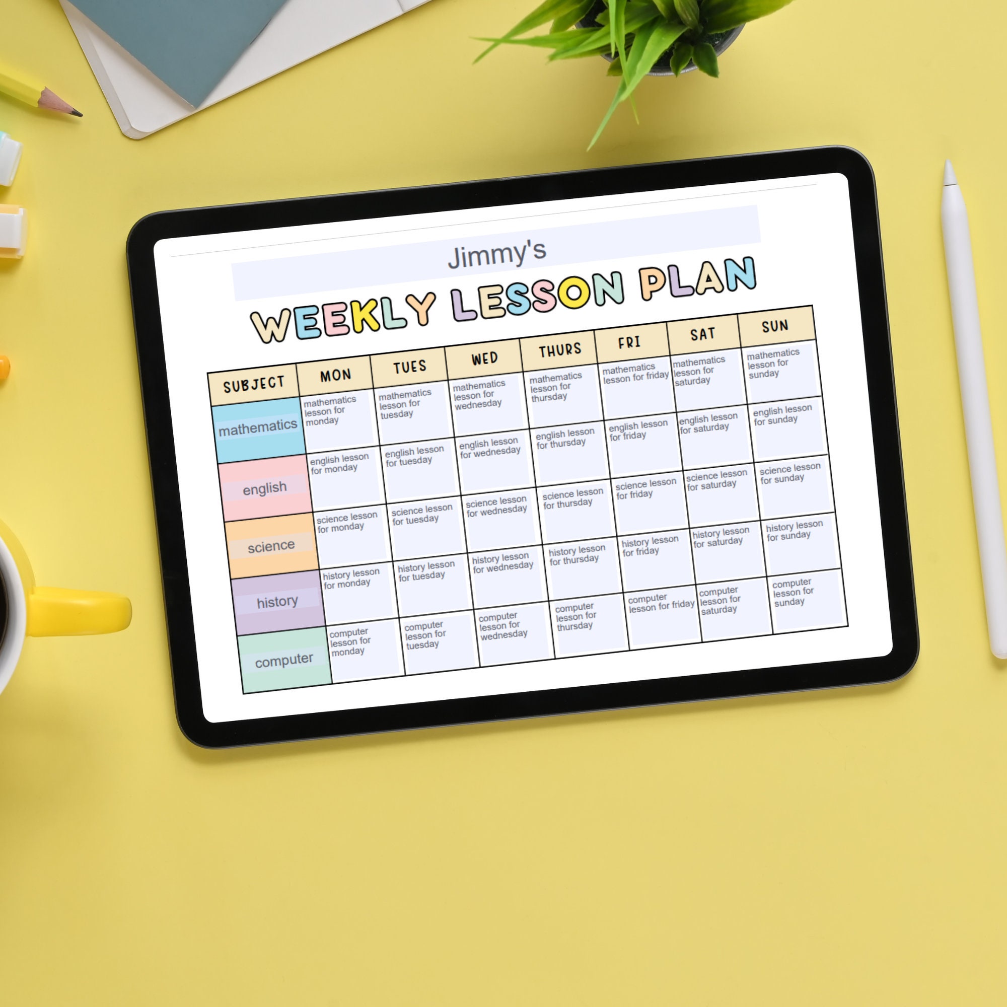 Weekly Lesson Plan Editable | Lesson Planner | Homeschool Teacher ...