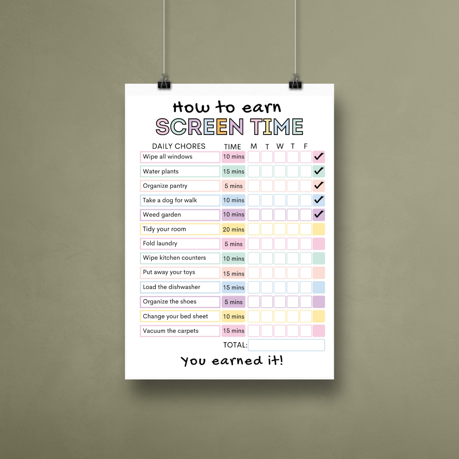 How to Earn Screen Time With Screen Bucks | Editable Allowance Chore ...