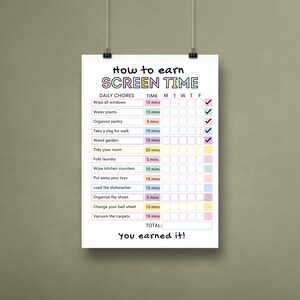 How to Earn Screen Time With Screen Bucks | Editable Allowance Chore ...