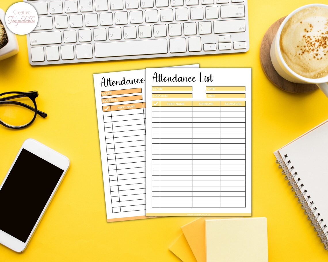 Attendance List Printable Attendence Tracker Attendance Management Log ...