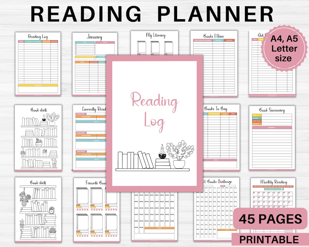 Reading Planner Printable Reading Log Reading Tracker Reading Journal ...