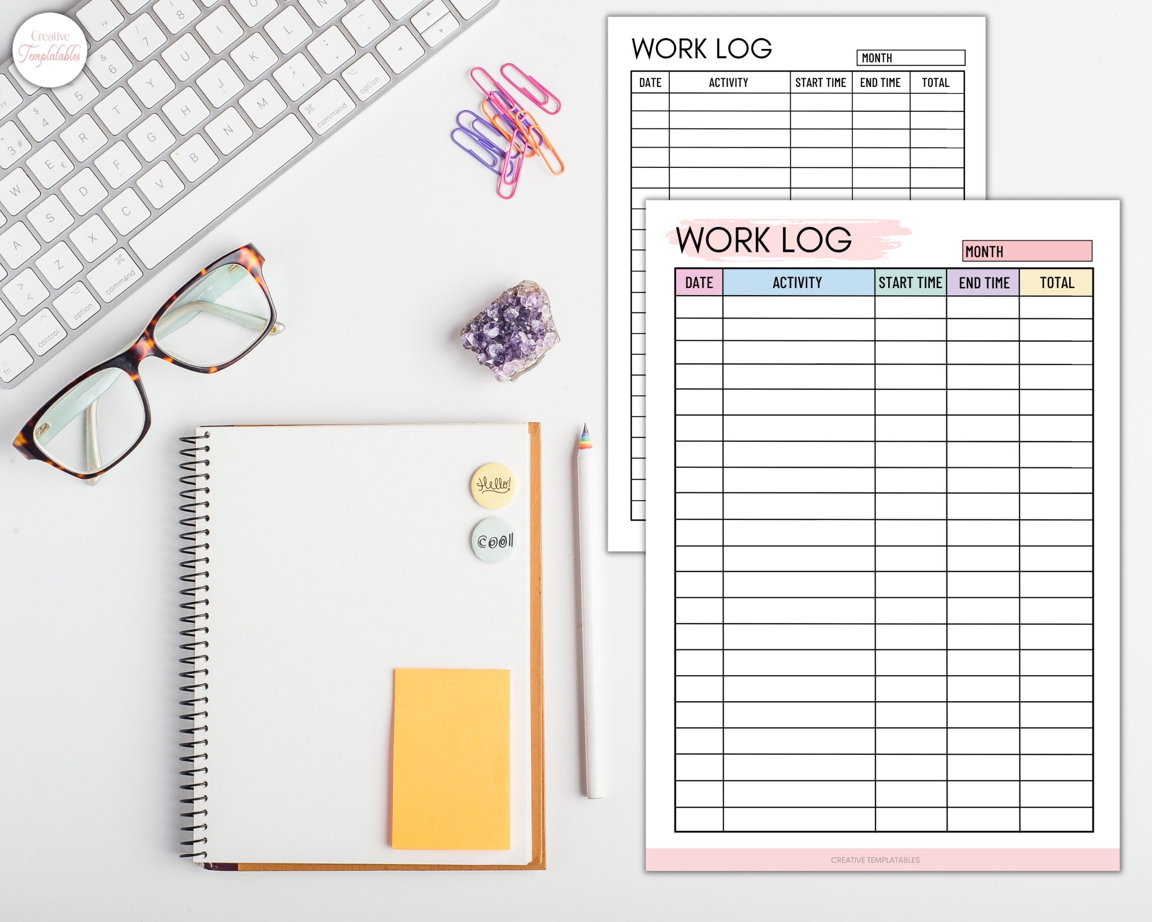 Work Log Working Hours Log Activity Tracker Task Tracker Work Schedule ...