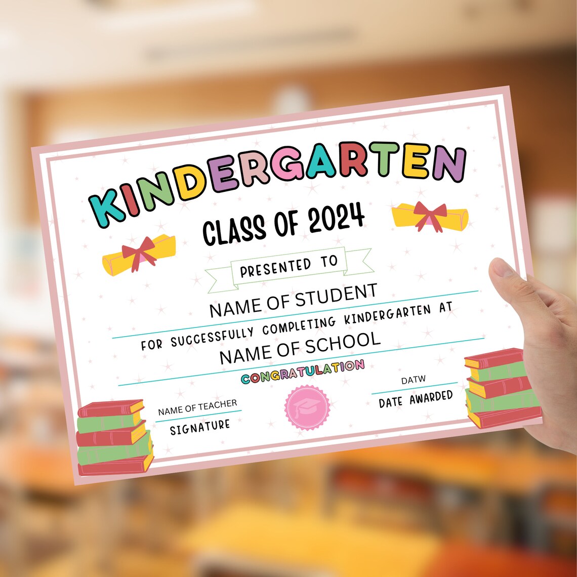 Kindergarten Graduation Certificate Editable Diploma Graduation ...
