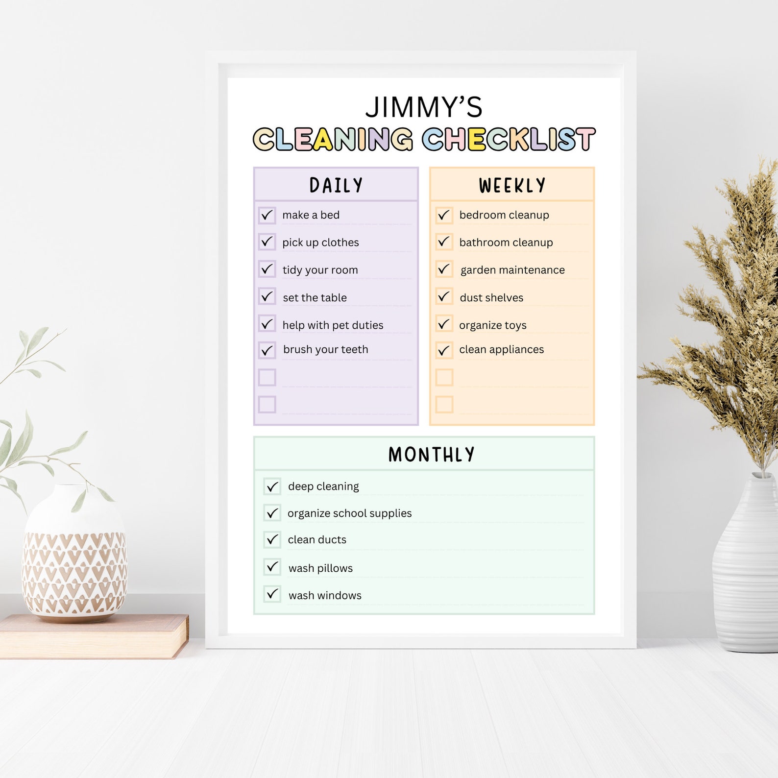 Cleaning Planner Kids Chore Chart Editable Cleaning Schedule for Kids ...