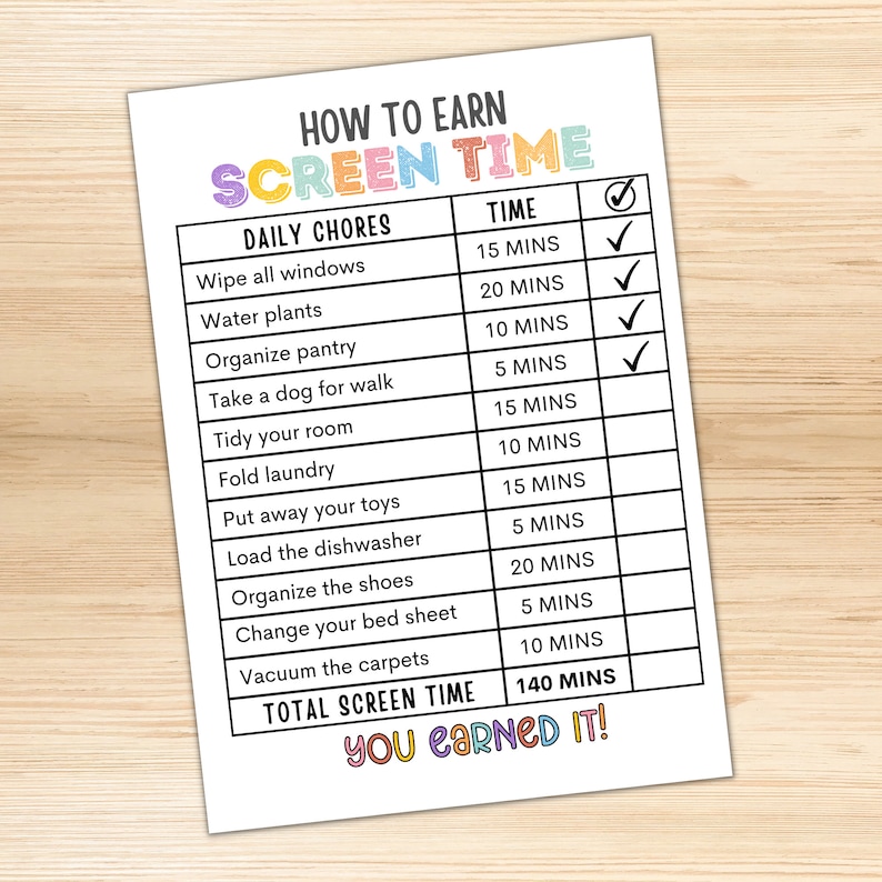 How to Earn Screen Time With Screen Bucks | Editable Allowance Chore ...