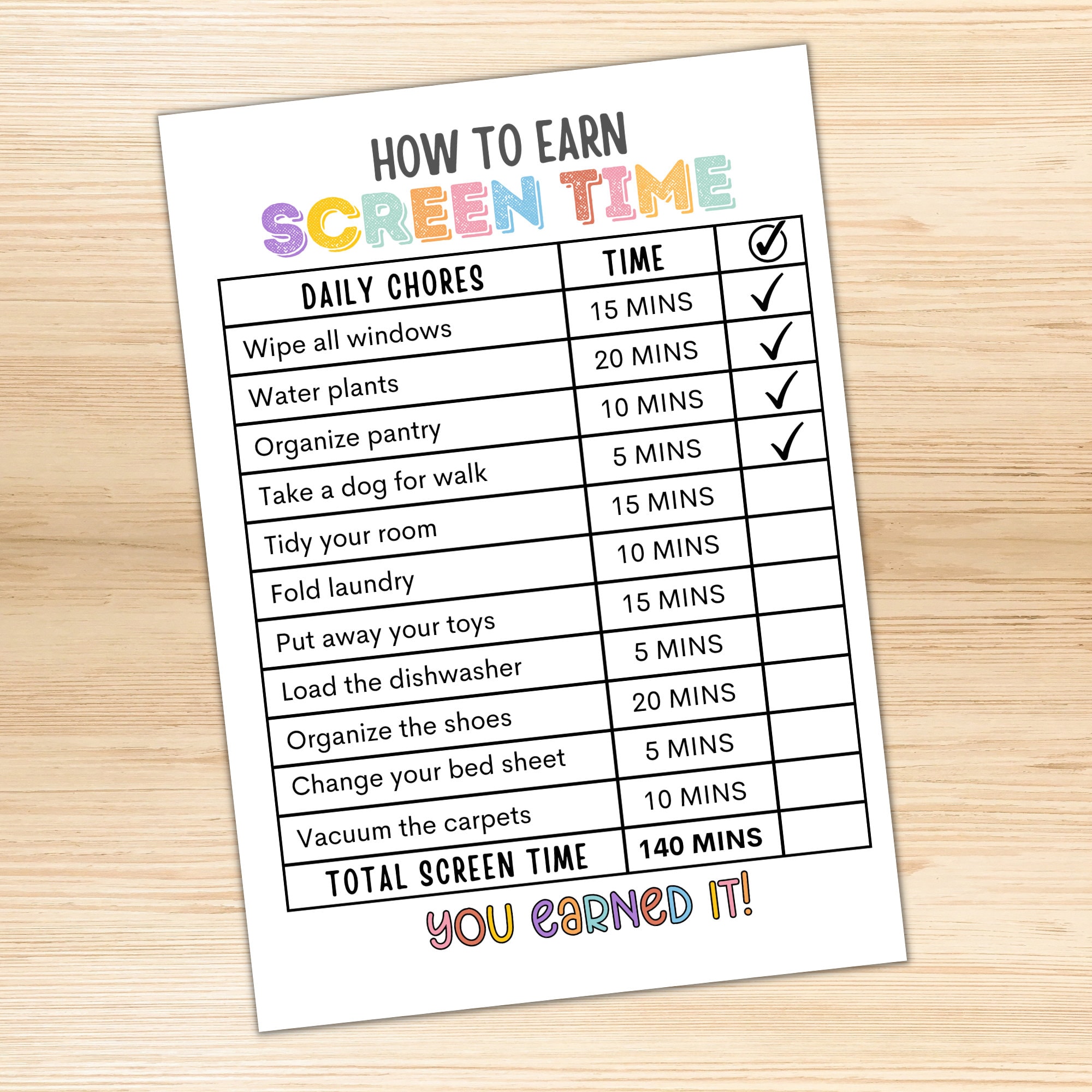 How to Earn Screen Time With Screen Bucks | Editable Allowance Chore ...