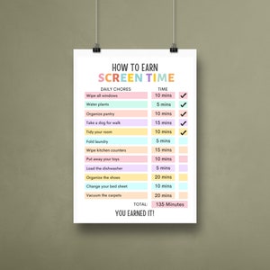 How to Earn Screen Time With Screen Bucks | Editable Allowance Chore ...