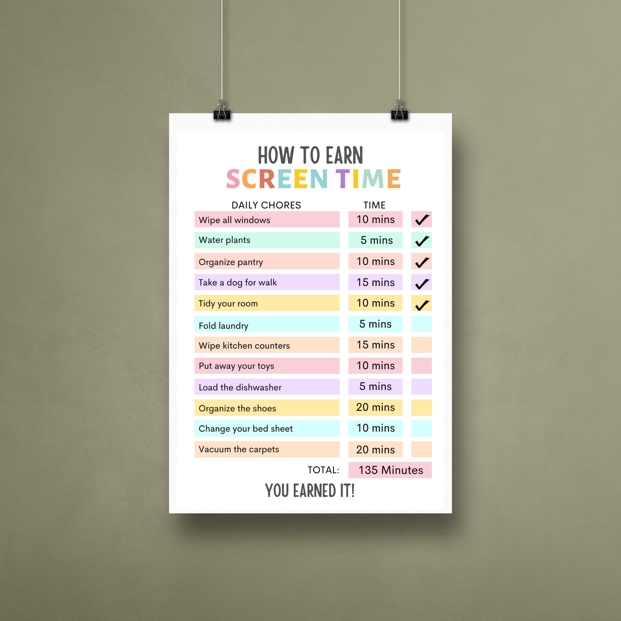 How to Earn Screen Time With Screen Bucks Editable Allowance - Etsy