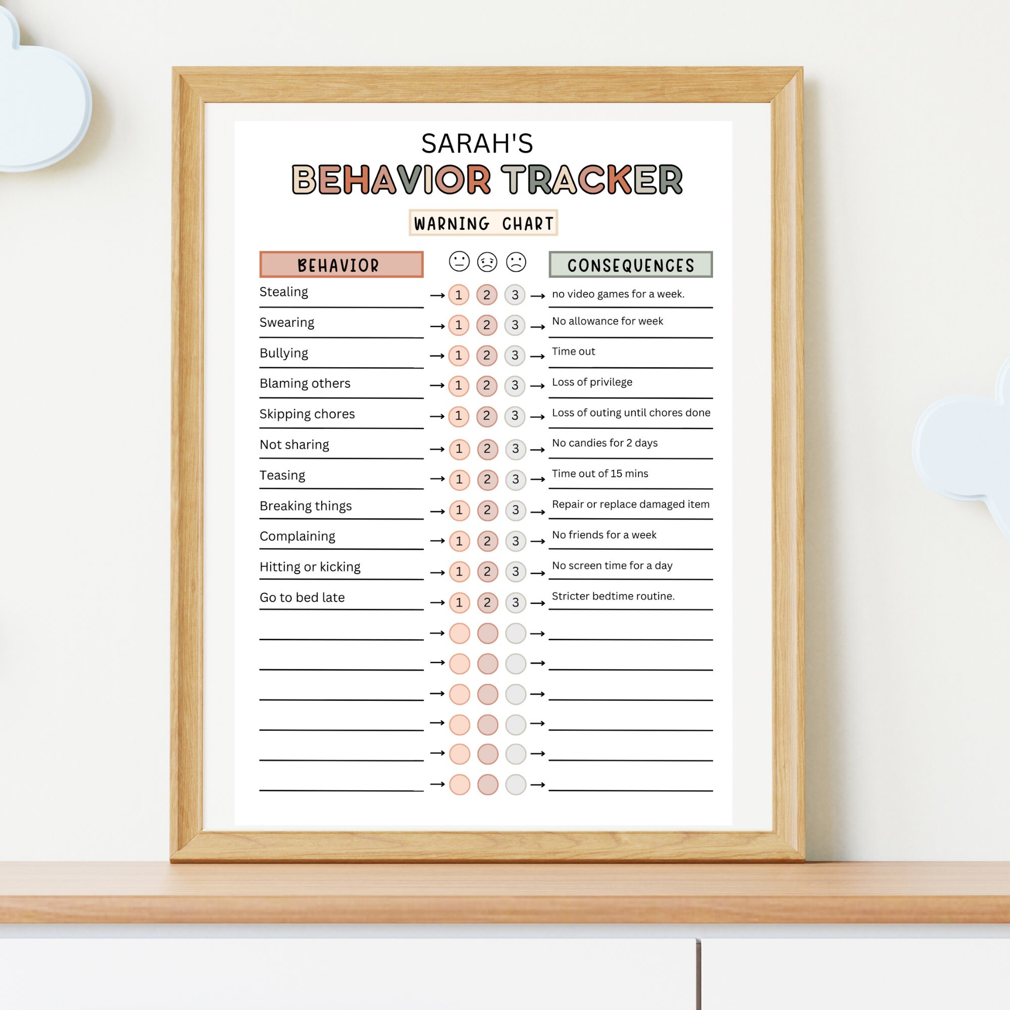 Behavior Reward Chart for Kids Good Behavior Tracking - Etsy