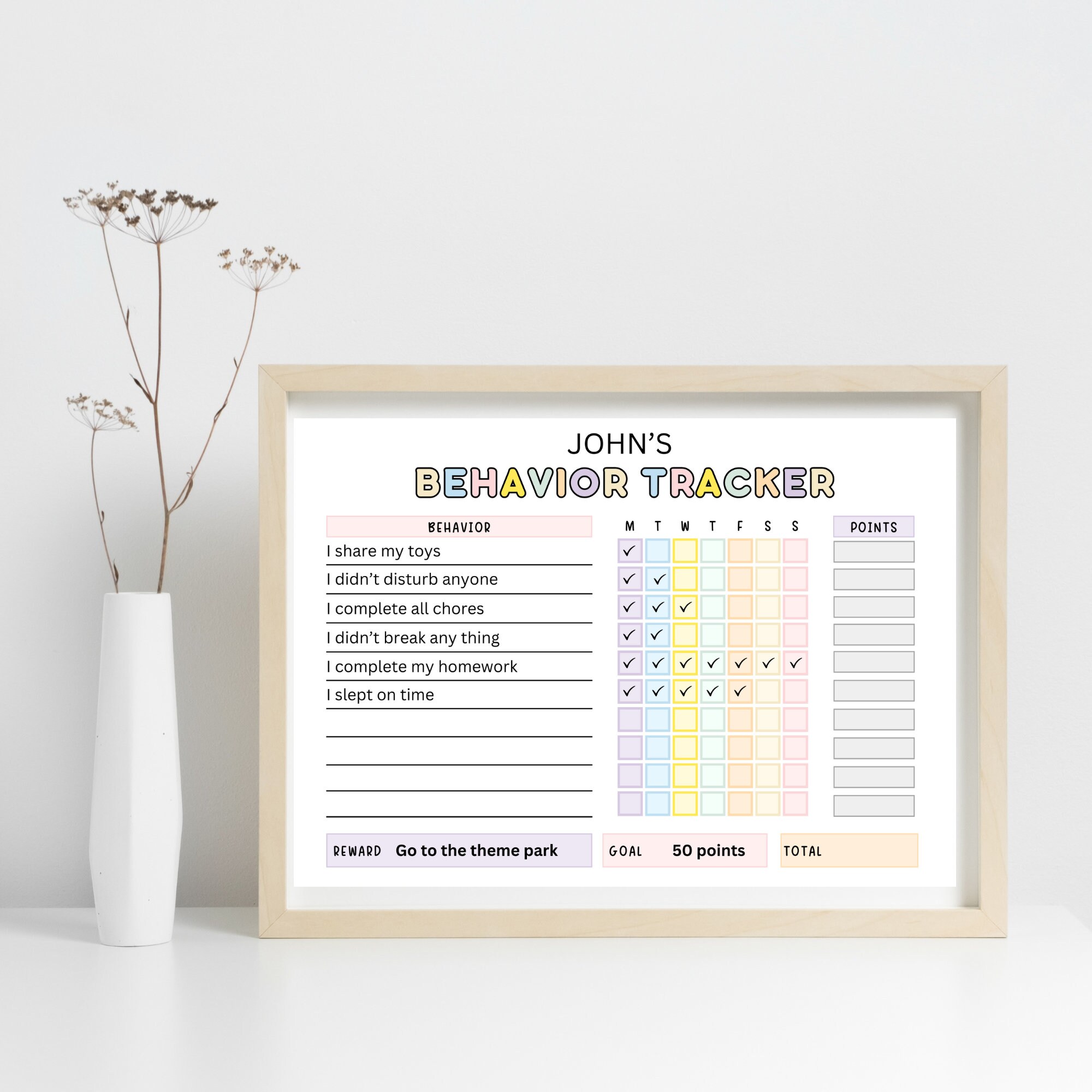 Behavior Reward Chart for Kids Good Behavior Tracking - Etsy