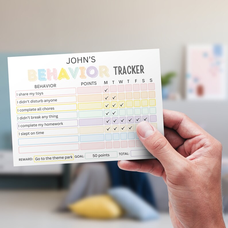 Behavior Reward Chart for Kids Good Behavior Tracking Children Behavior ...
