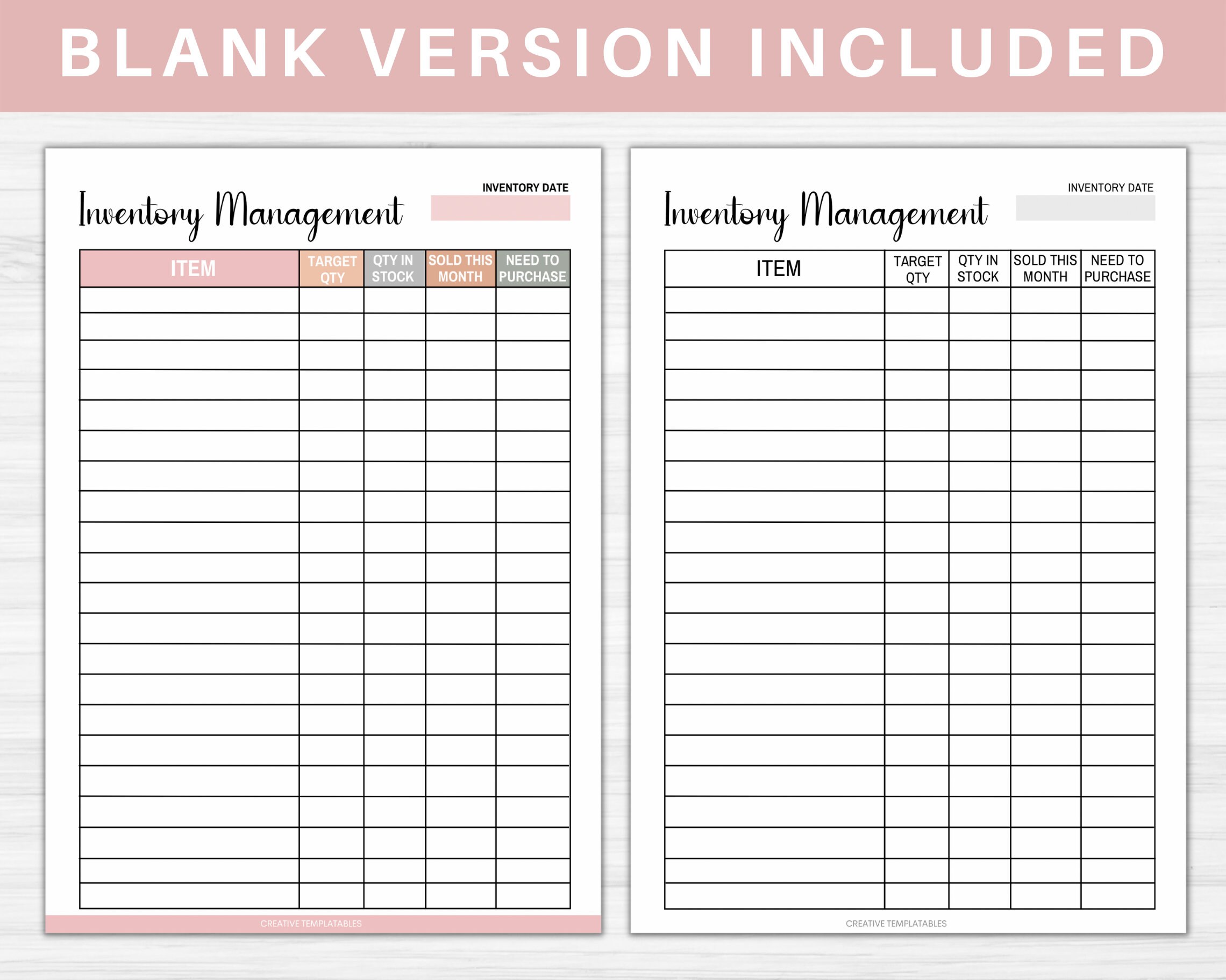 Inventory Management Planner Printable Inventory Tracker Stock Tracker ...
