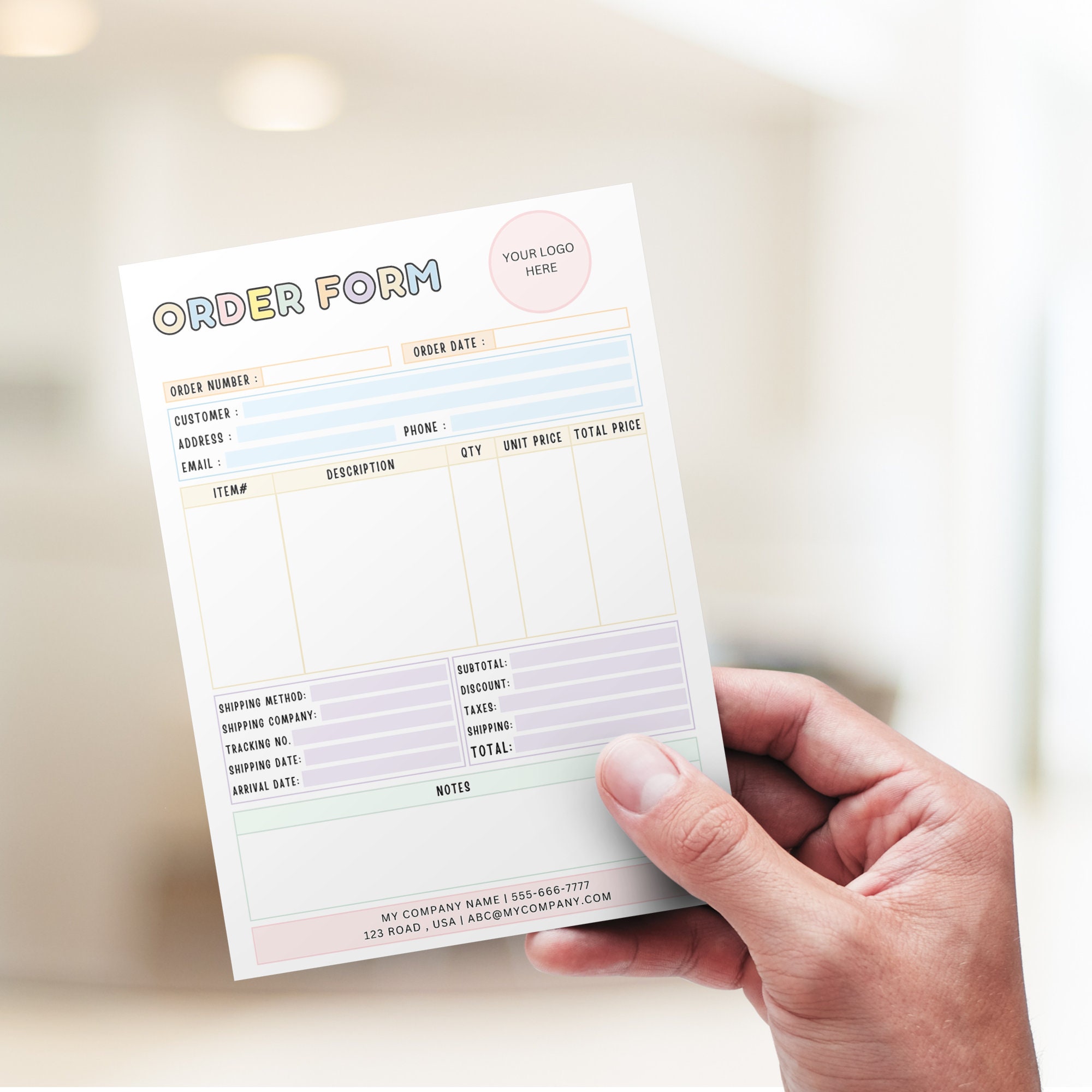 Order Form Editable Payment Template Business Receipt Sales Order Form ...