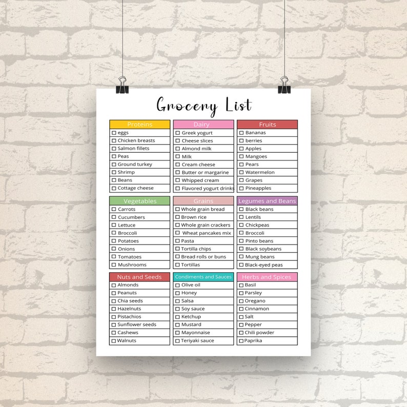 Meal Planner and Grocery List | Editable Meal Planner | 7 Days Menu ...