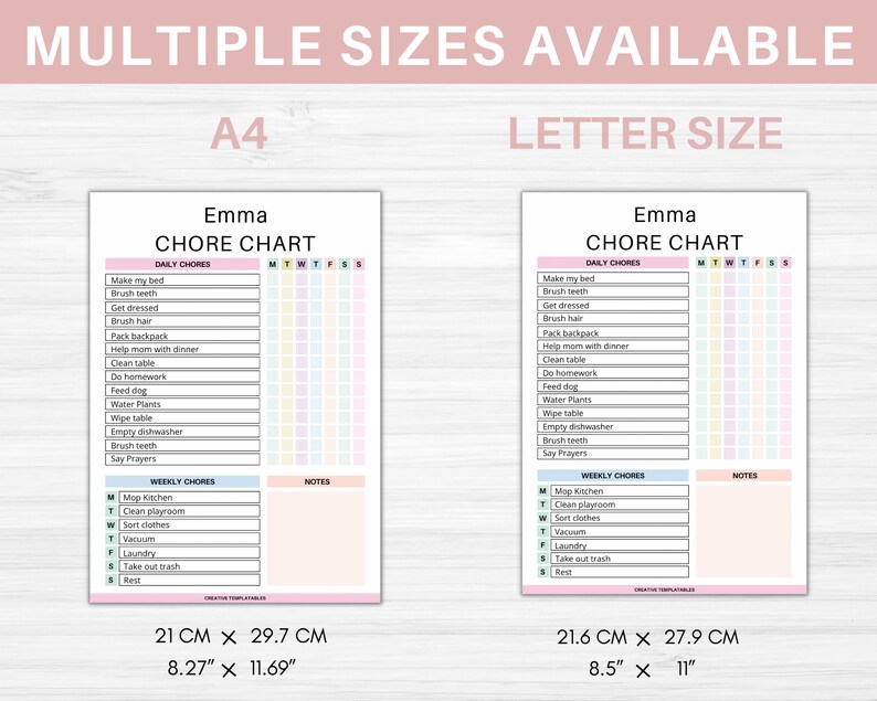 Chore Chart | Editable Responsibilities Chart | Chore List | Routine ...