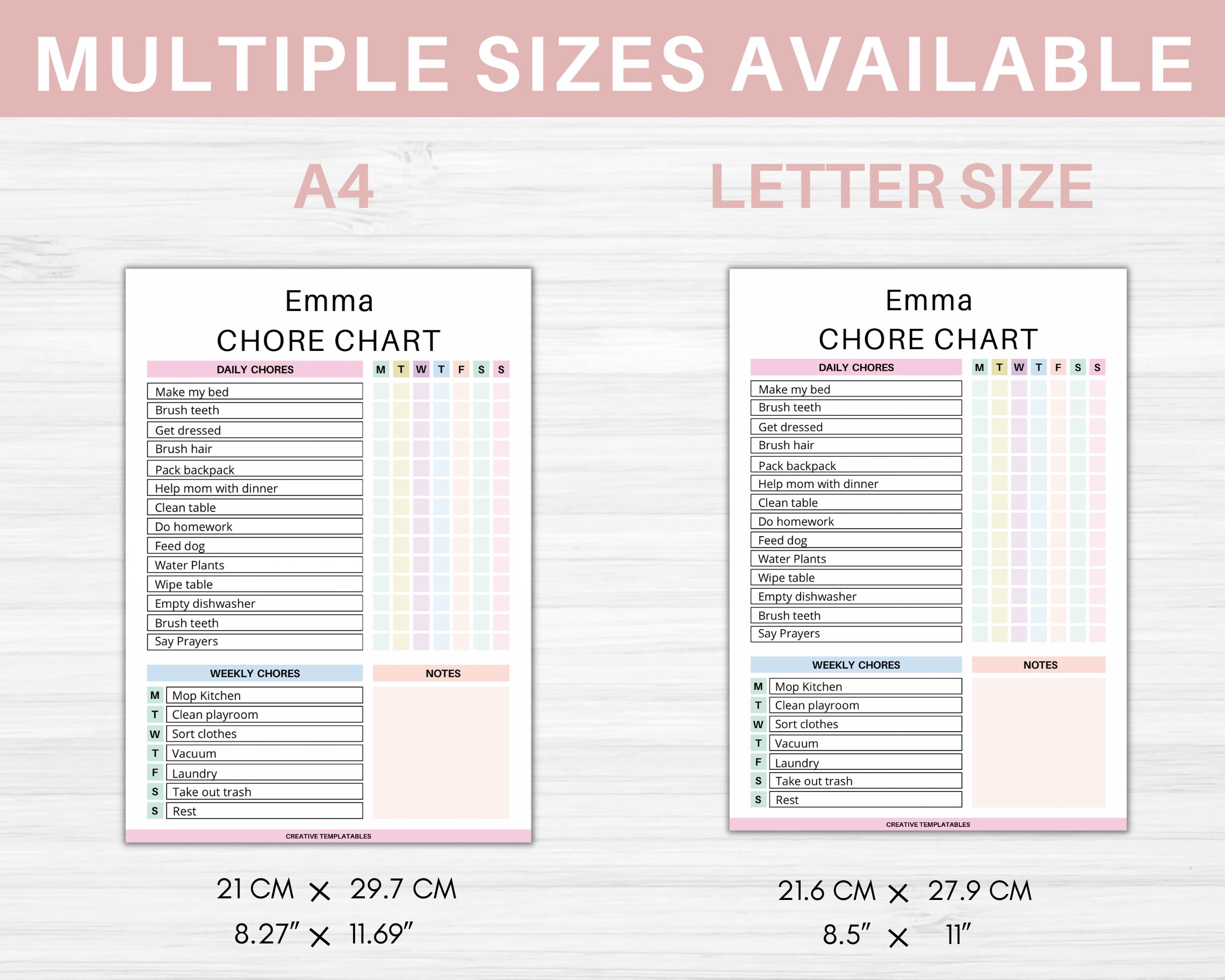 Chore Chart | Editable Responsibilities Chart | Chore List | Routine ...