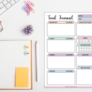 Food Journal | Printable Food Diary | Meal Journal | Meal Tracker ...