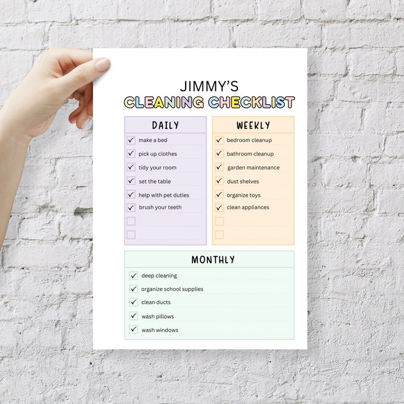 Cleaning Planner Kids Chore Chart Editable Cleaning Schedule for Kids ...