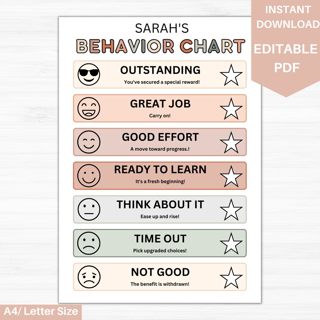 Behavior Reward Chart for Kids Good Behavior Tracking - Etsy