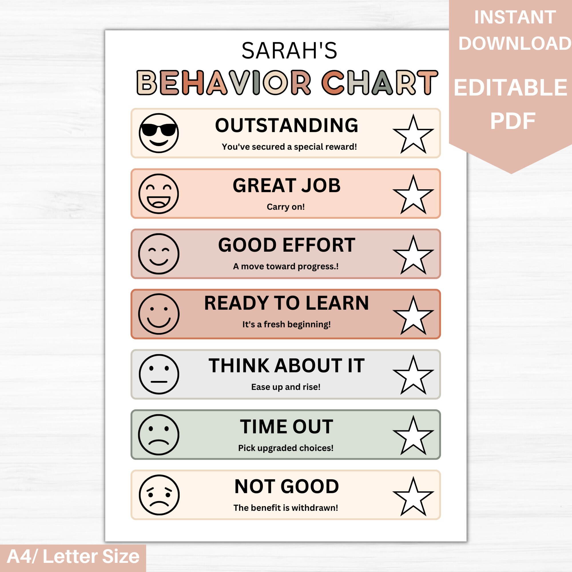Behavior Reward Chart for Kids Good Behavior Tracking Children Behavior ...