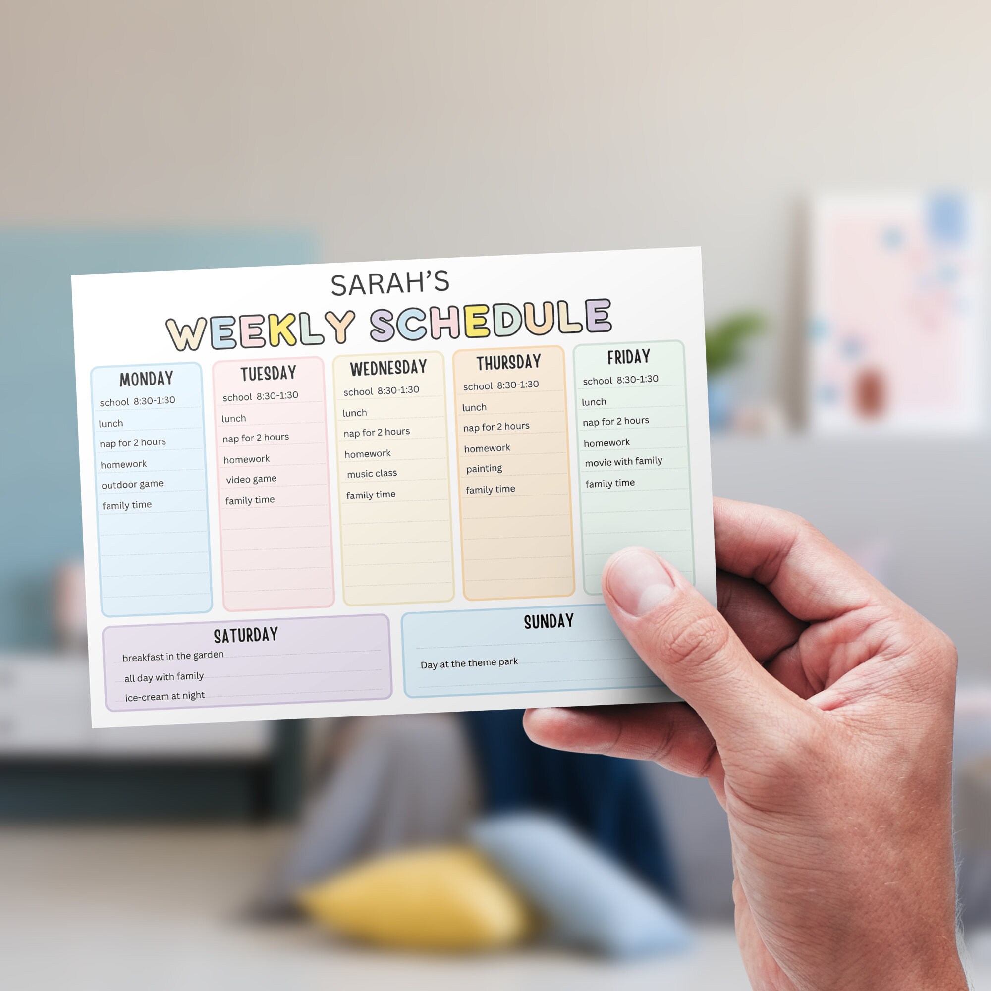 Weekly Schedule Kids Chore Chart Editable Weekly Checklist - Etsy