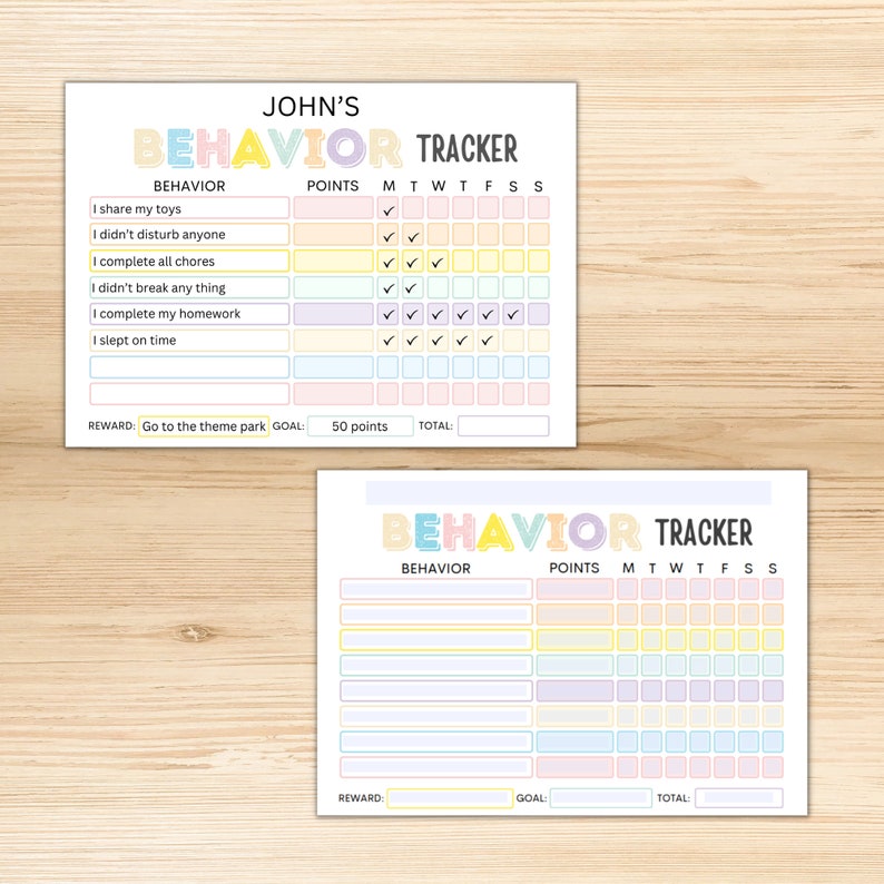 Behavior Reward Chart for Kids Good Behavior Tracking Children Behavior ...
