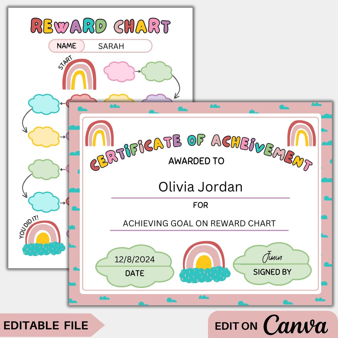 Kids Reward Certificate and Chart Good Behavior Tracking Kids Behavior ...