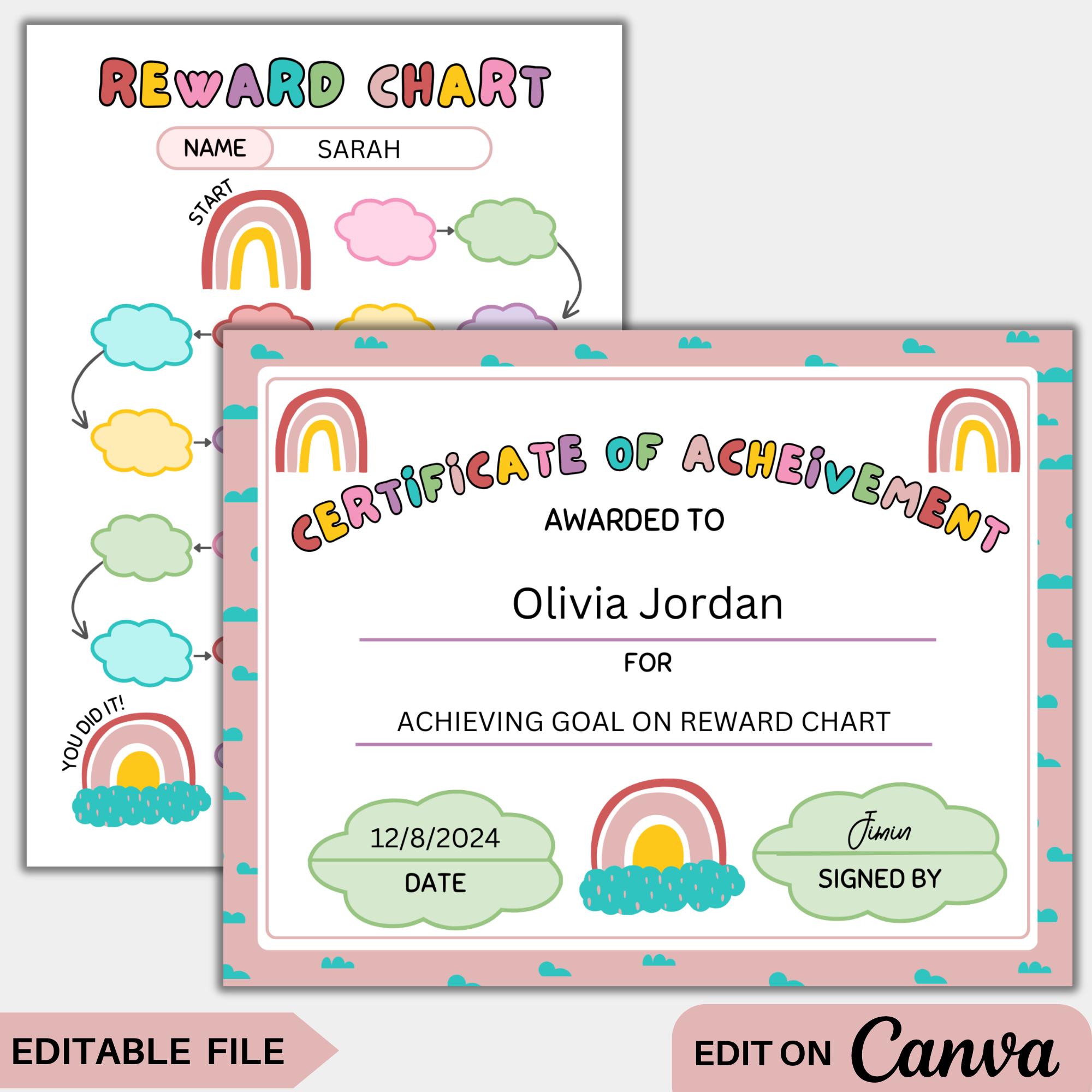 Kids Reward Certificate and Chart Good Behavior Tracking Kids Behavior ...