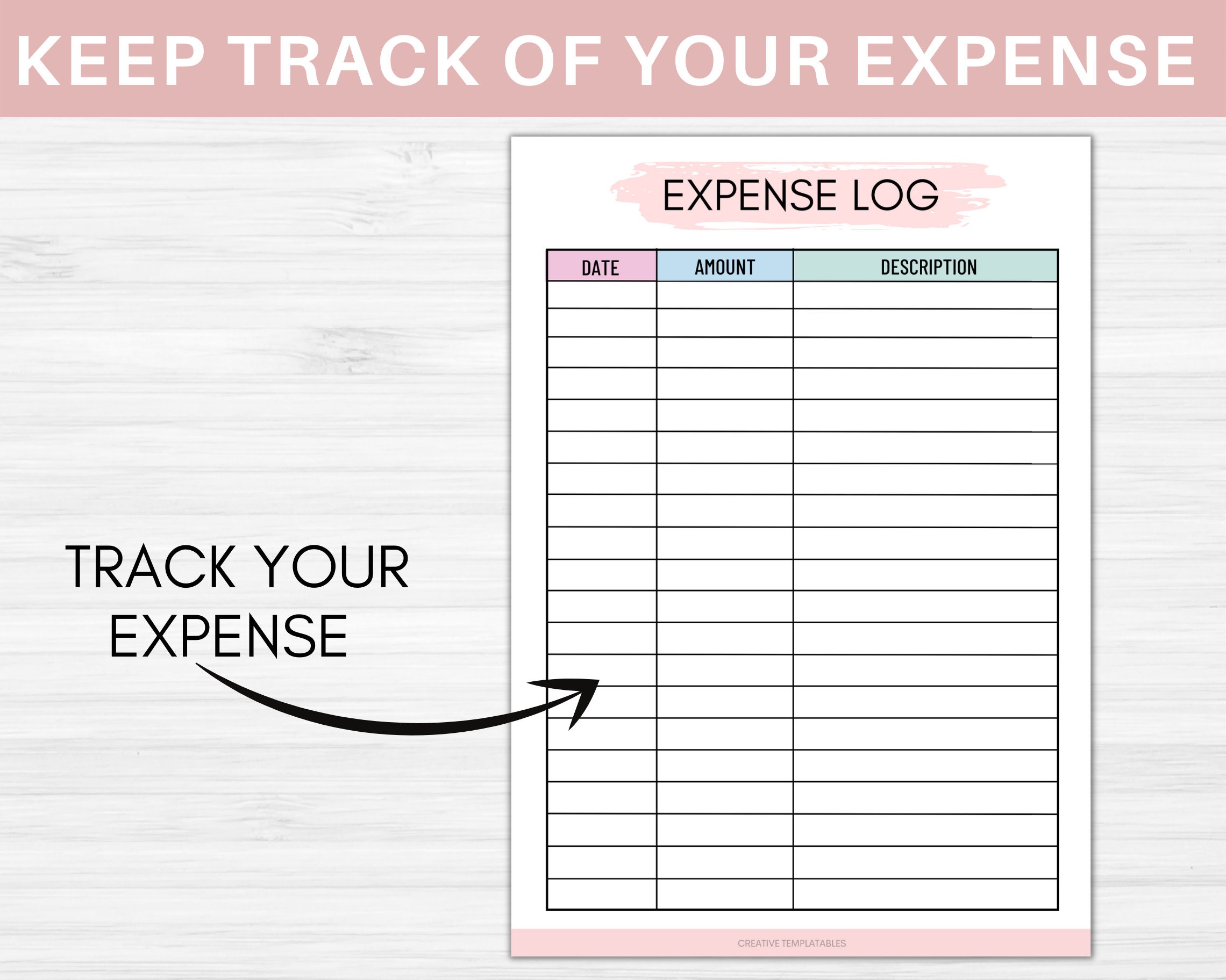 Expense Tracker Printable Spending Tracker Expense Log Purchase Log ...