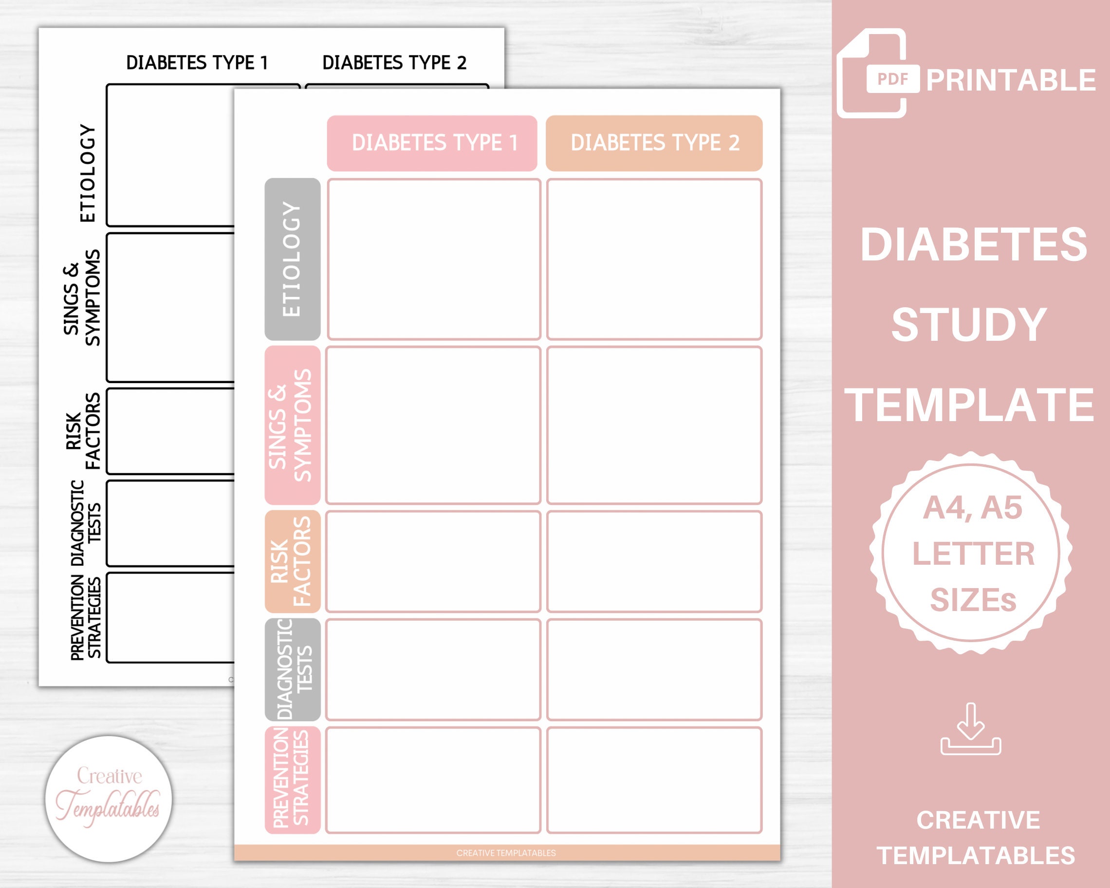 Diabetes Template | Printable Diabetes Tracker | Diabete Log | Diabetes ...