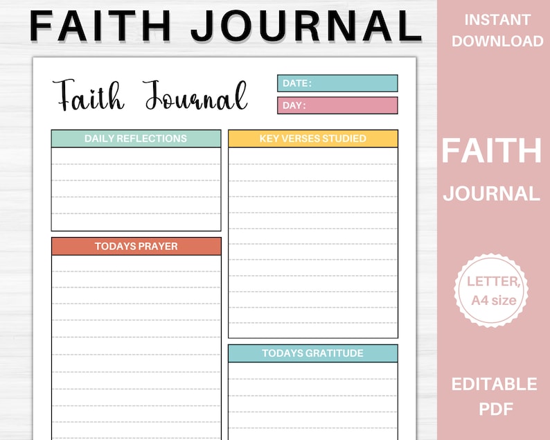 Faith Journal Printable Prayer Journal Bible Journaling Devotional ...