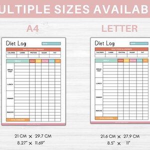 Diet Log Printable Fitness Log Fitness Tracker Diet Tracker Daily Food ...