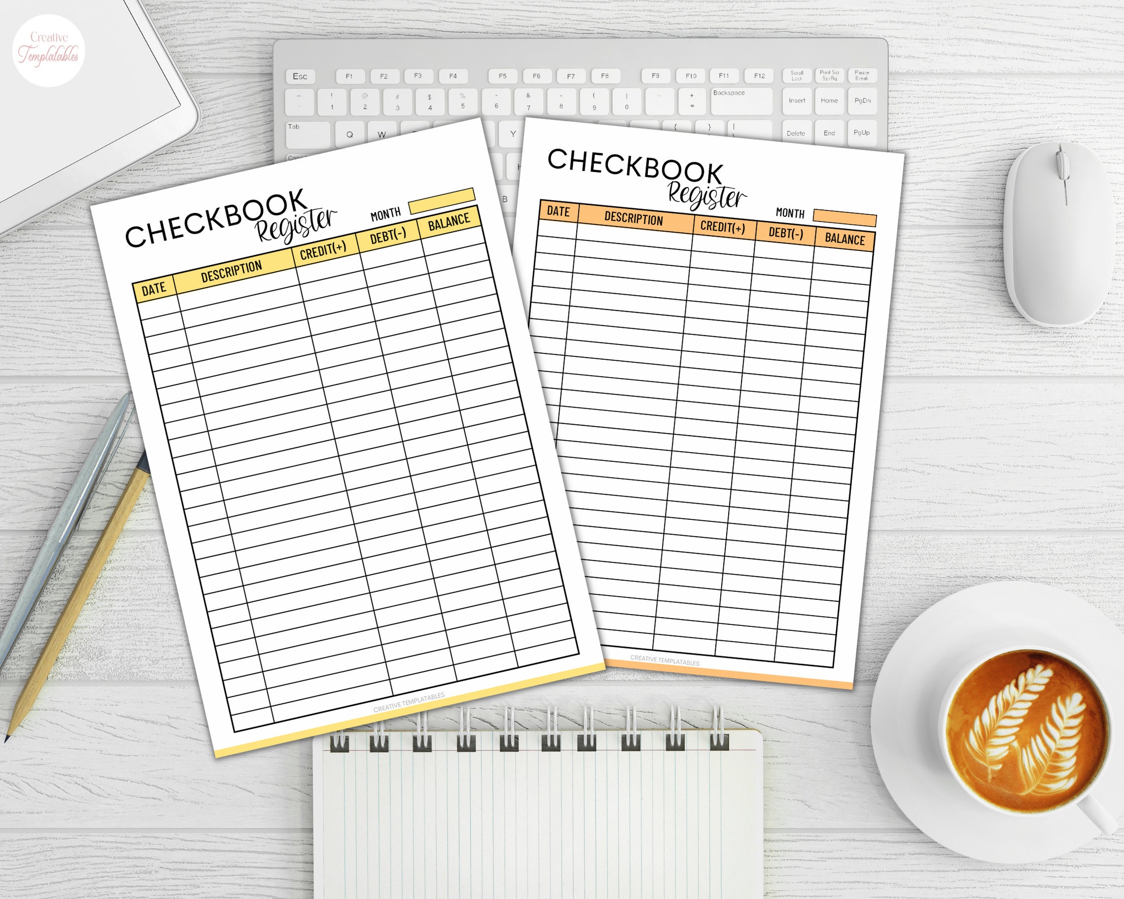 Checkbook Register Printable Check Transaction Tracker Checkbook Log ...