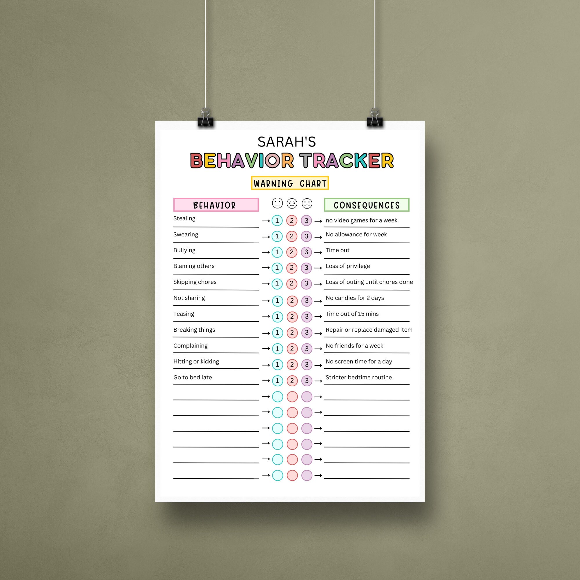 Behavior Reward Chart for Kids | Good Behavior Tracking | Children ...