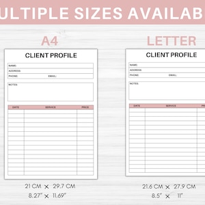 Client Profile Template | Editable Customer Profile Tracker | Client ...